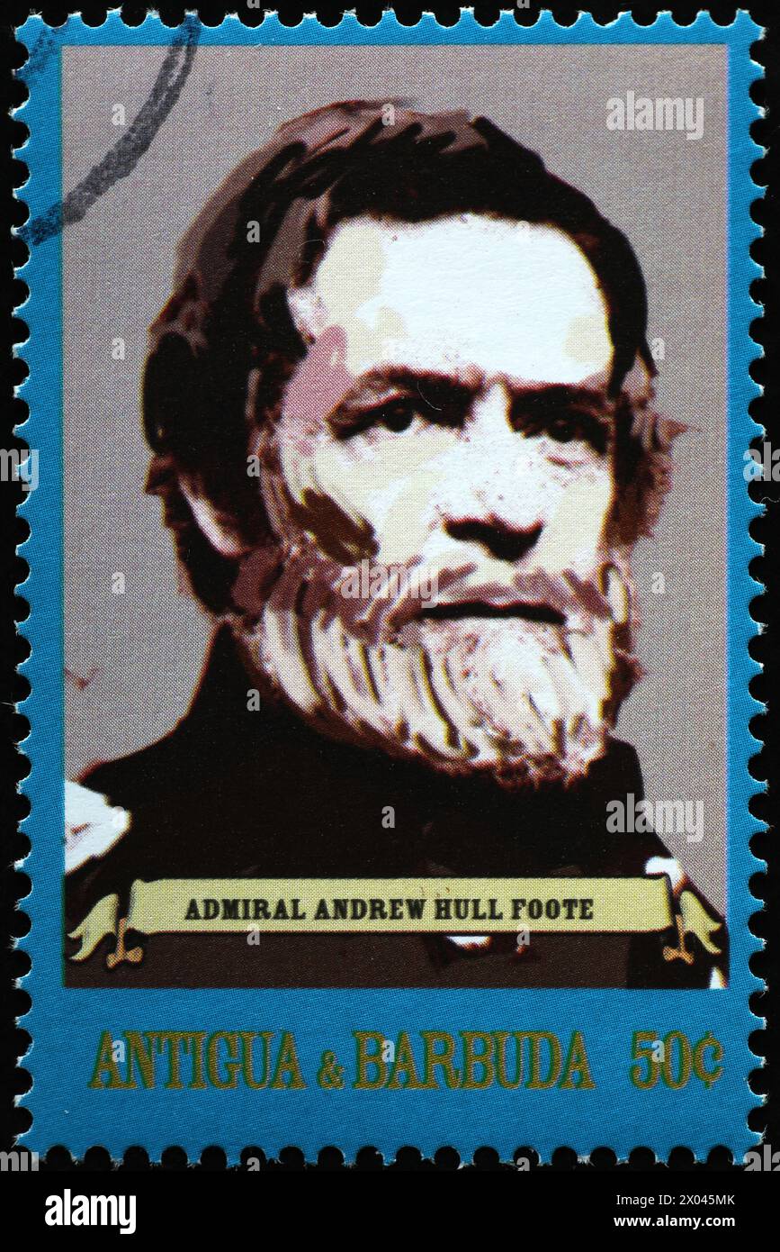 Admiral Andrew Hull Foote on caribbean postage stamp Stock Photo - Alamy