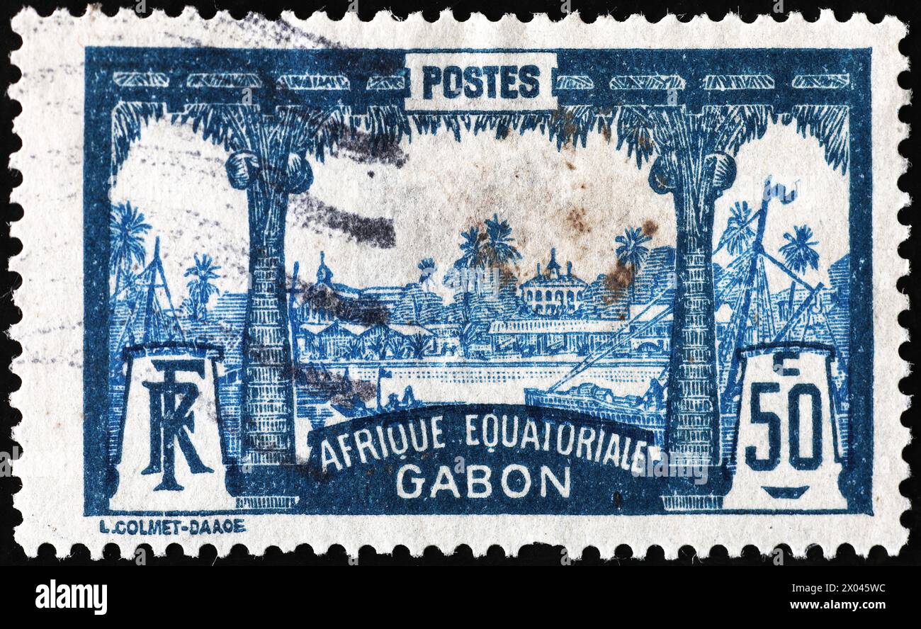 Beautiful vintage postage stamp from Gabon Stock Photo - Alamy