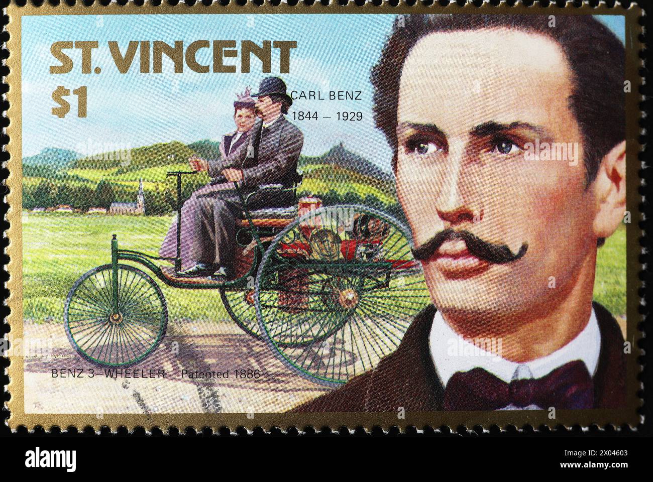 Carl Benz portrait on postage stamp Stock Photo - Alamy