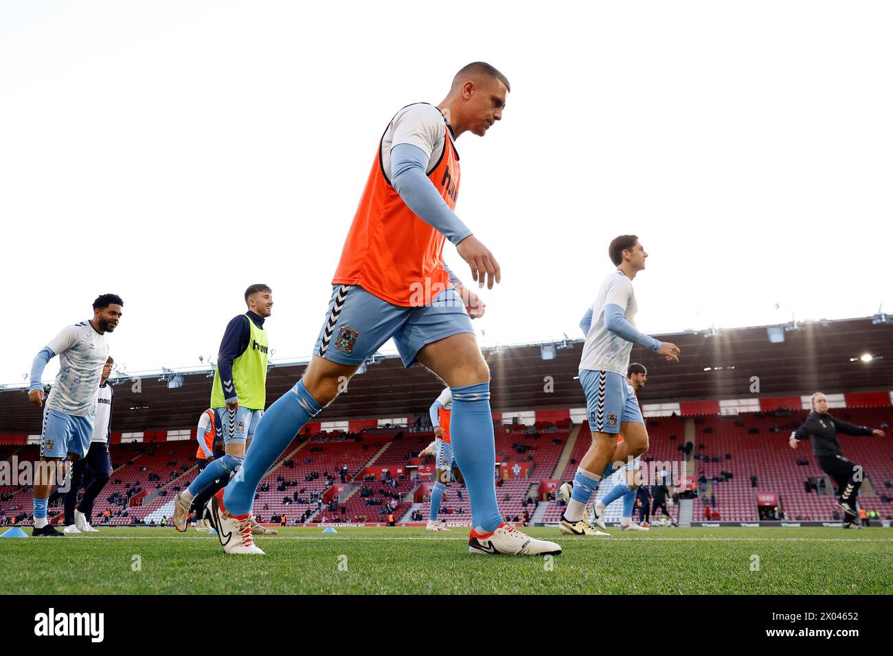 Coventry City's Jake Bidwell warms up ahead of the Sky Bet Championship ...