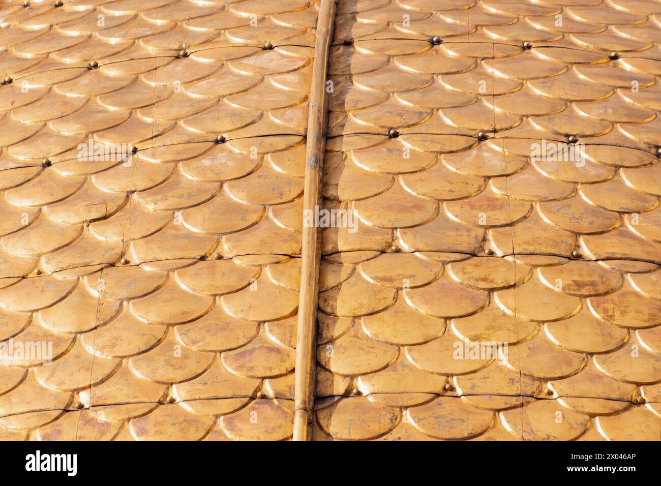 Gilded dome of the church, close-up. Scaly golden texture. Architecture ...