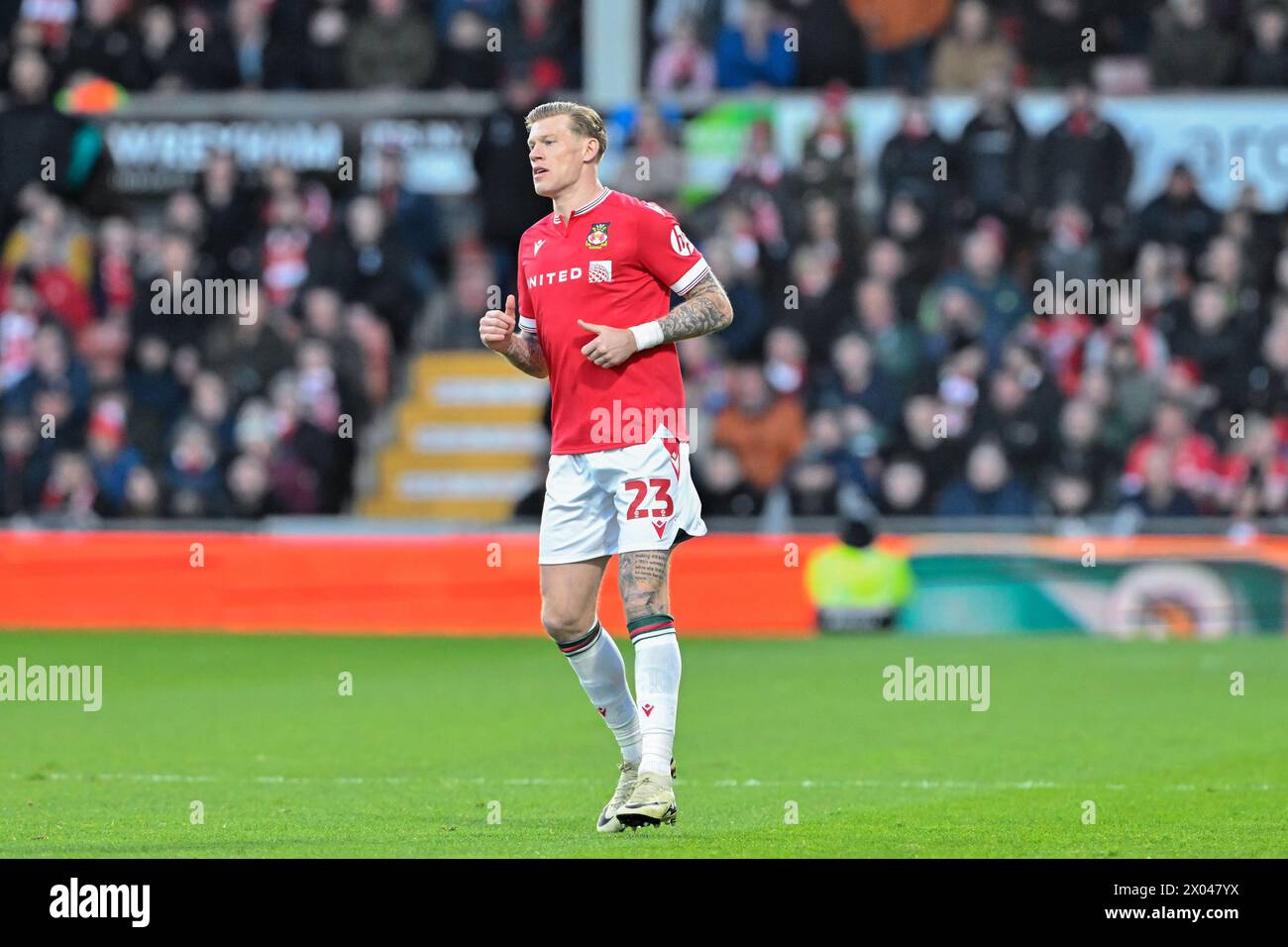 James McClean of Wrexham, during the Sky Bet League 2 match Wrexham vs ...