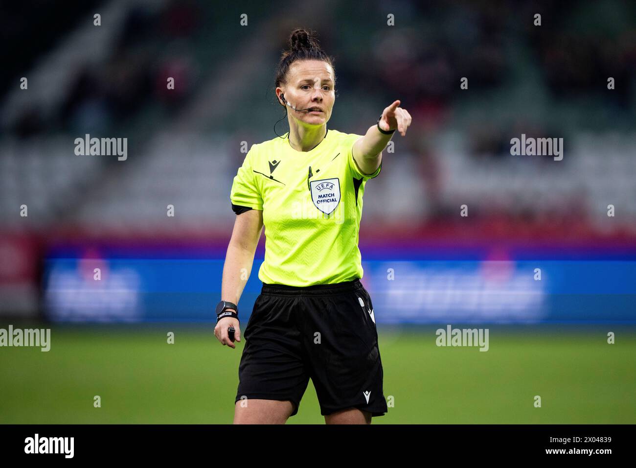 Referee Rebecca Welch during the European Championship qualifier ...