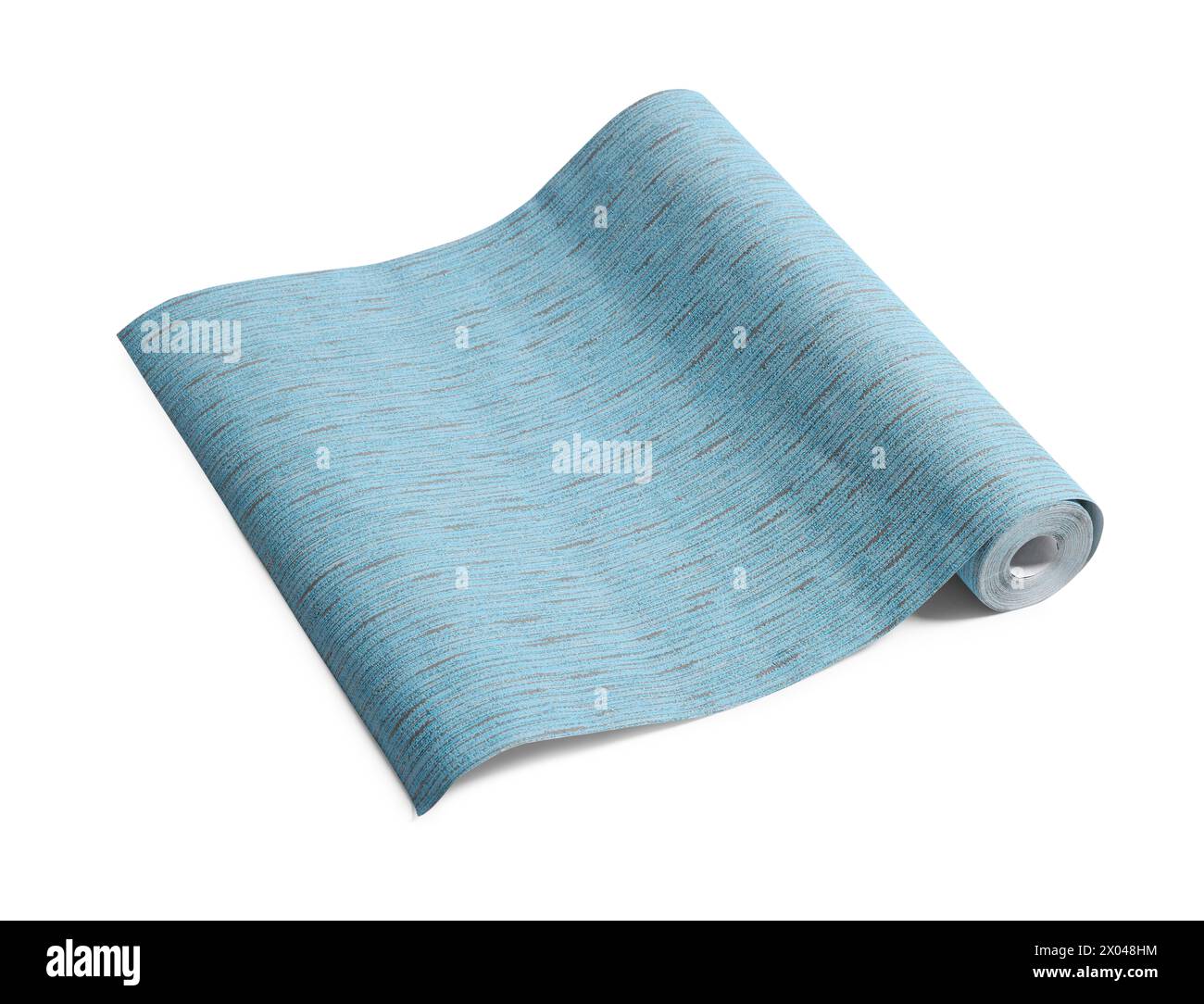 One light blue wallpaper roll isolated on white Stock Photo - Alamy