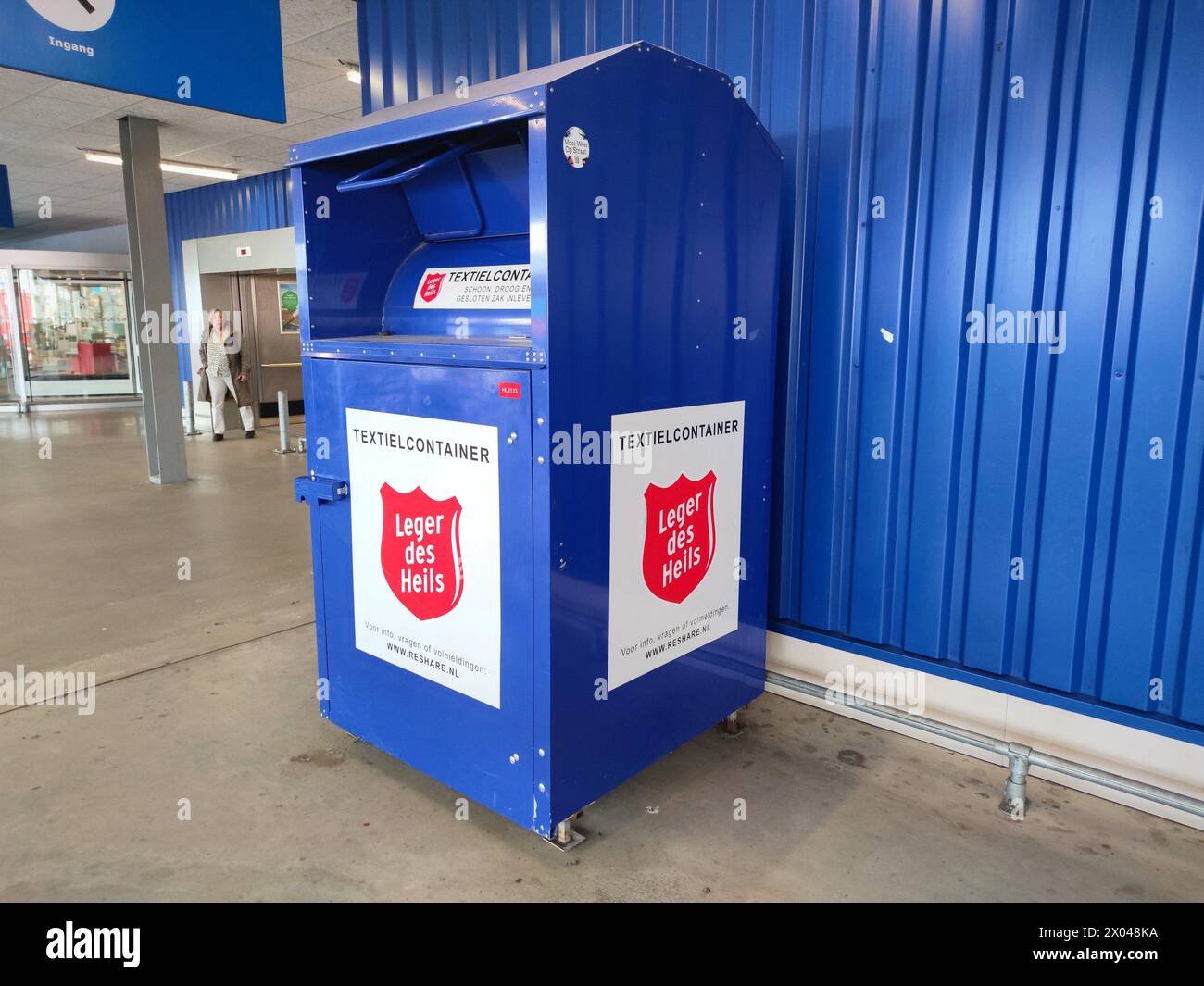 Collection container for clothing and shoes from the Salvation Army in ...