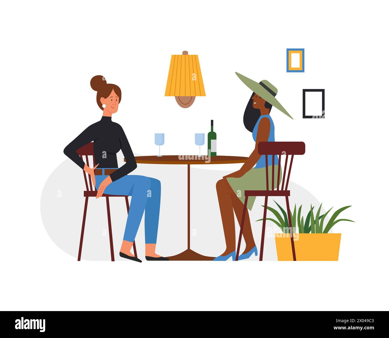 Female friends in cafe drinking wine. True friendship, having fun ...