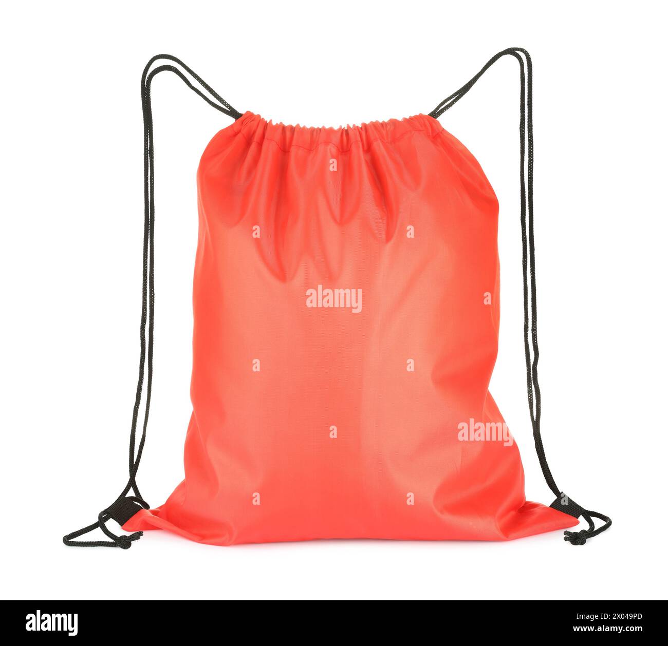 One red drawstring bag isolated on white Stock Photo - Alamy