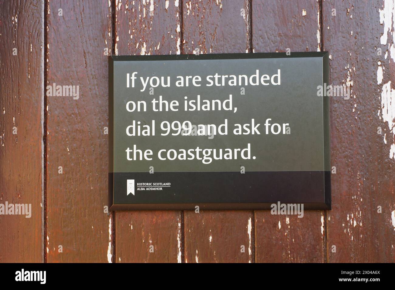 A safety sign, by Historic Scotland, on the Brough of Birsay for any ...
