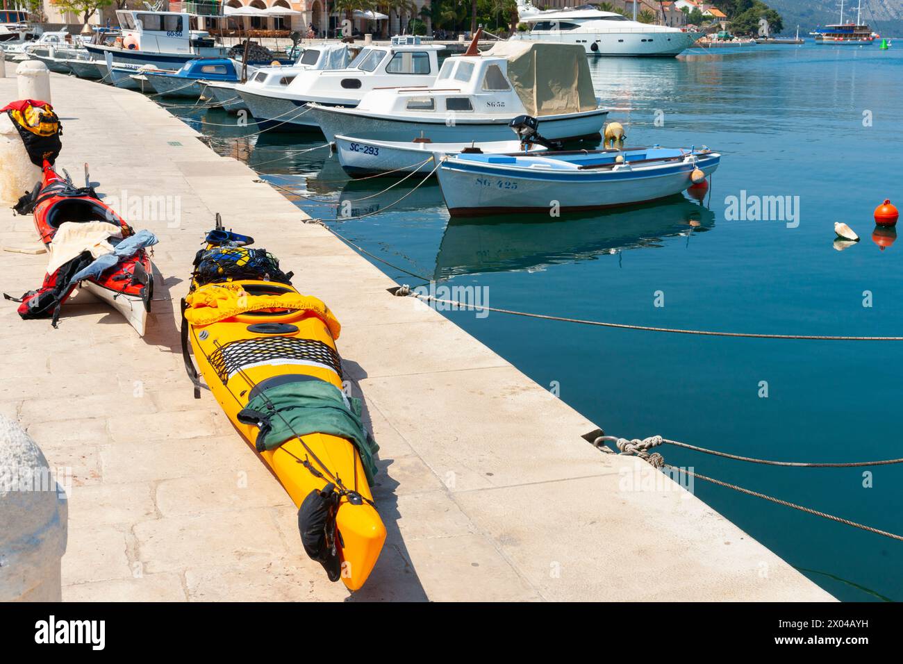 Stari Grad Croatia - May 26 2011; Kayak on harbourside walkway by ...