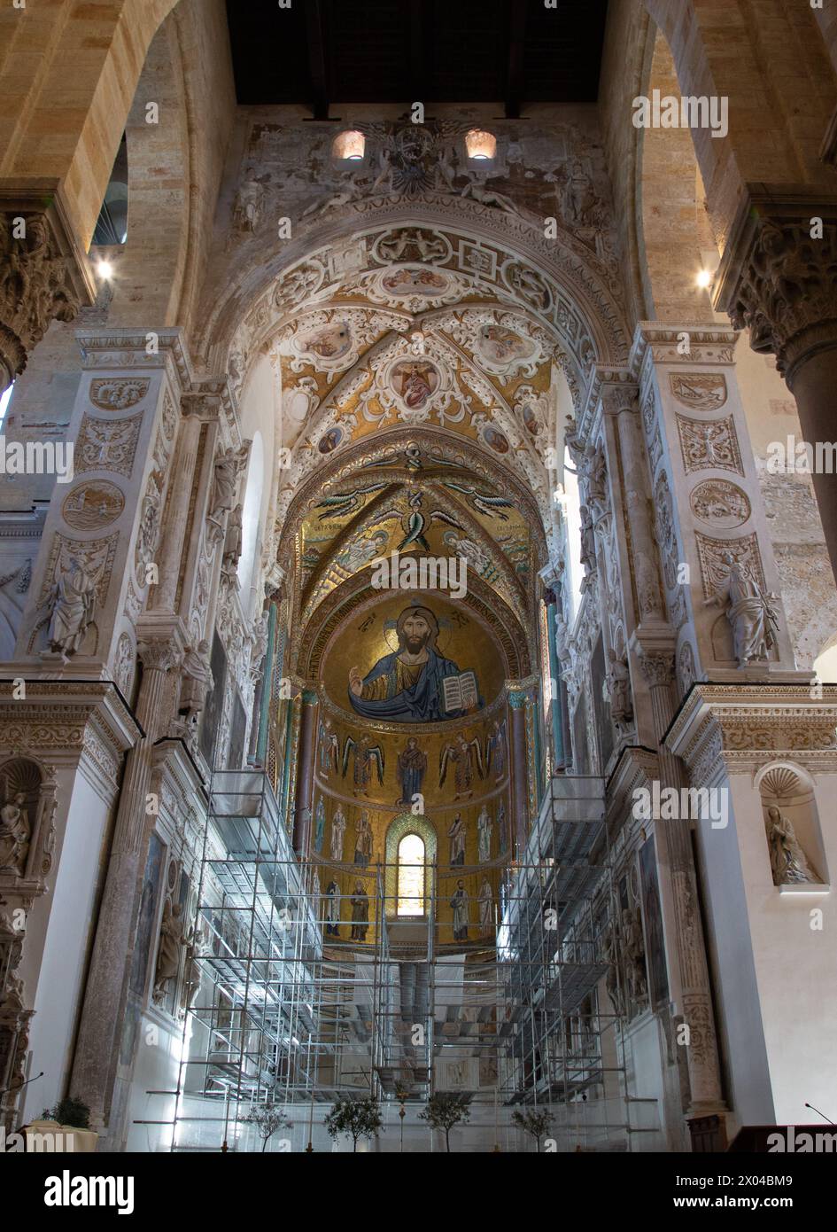 Interior of the Cefalu Cathedral in Cefalu Sicily, Italy, a UNESCO ...