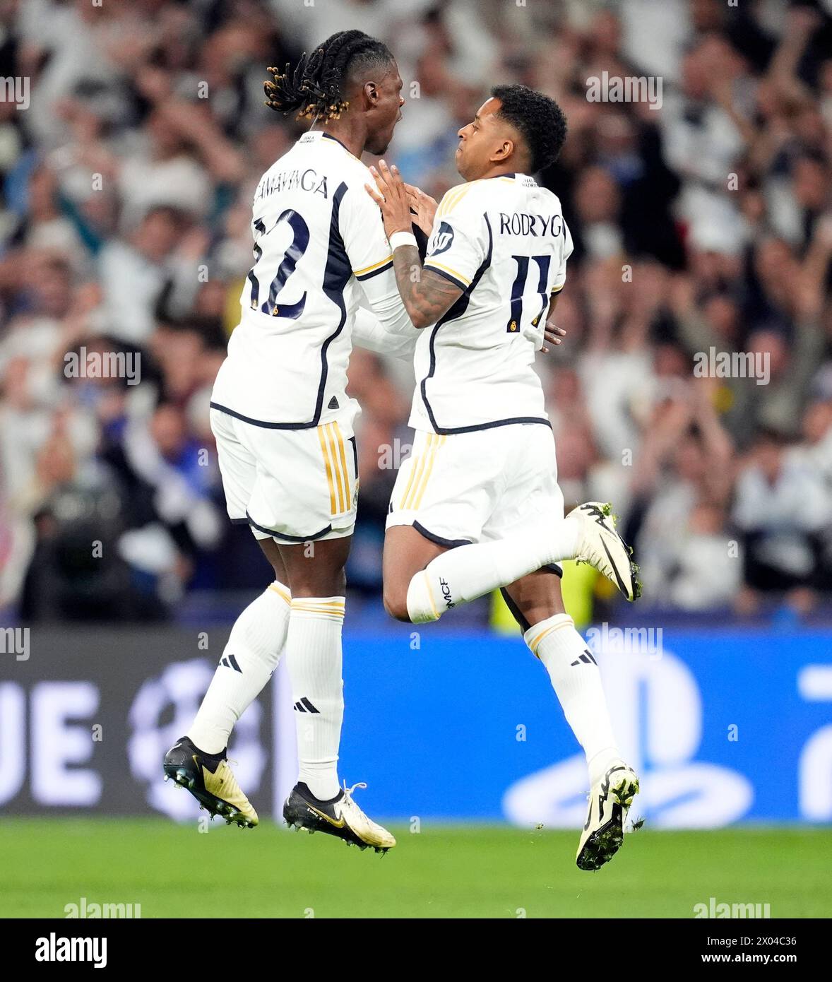 Real Madrid's Eduardo Camavinga celebrates scoring his sides first goal ...