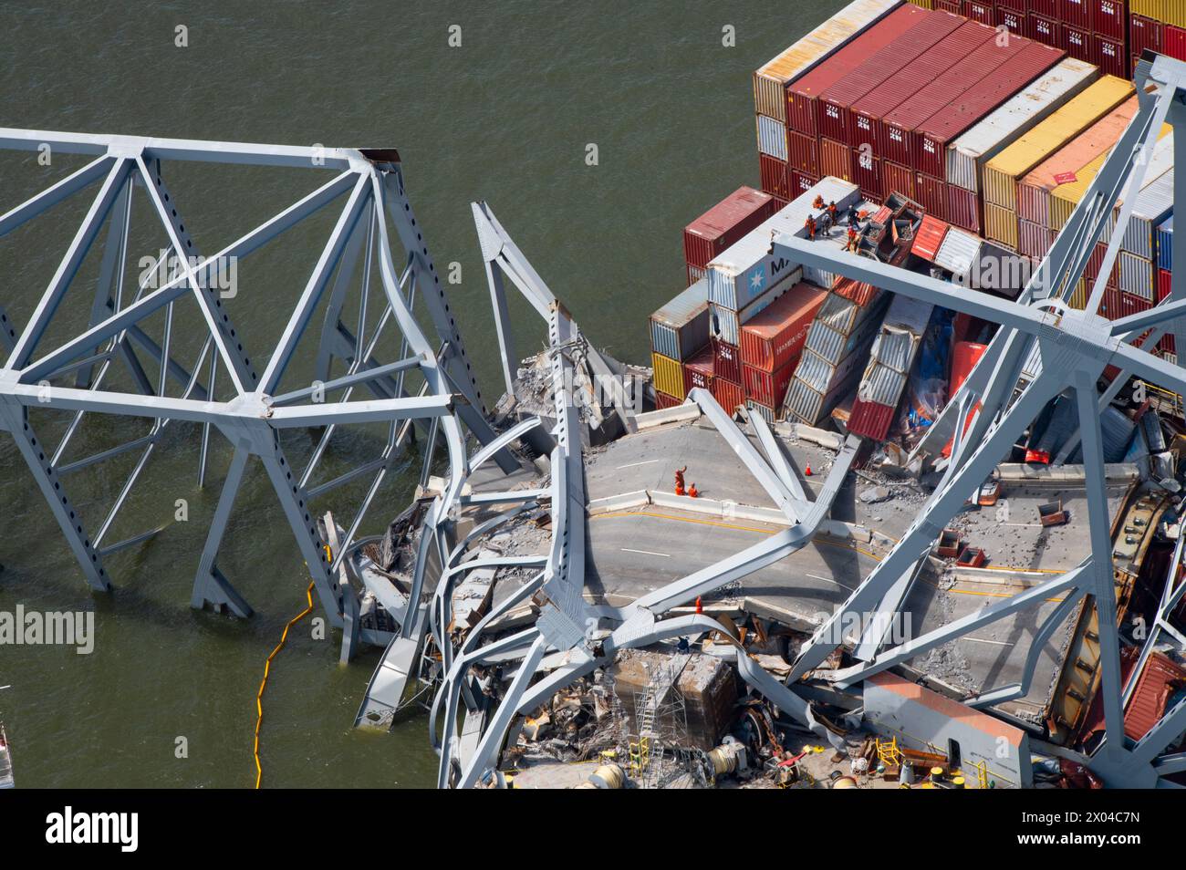 An aerial image of the Unified Command response operations in Baltimore ...