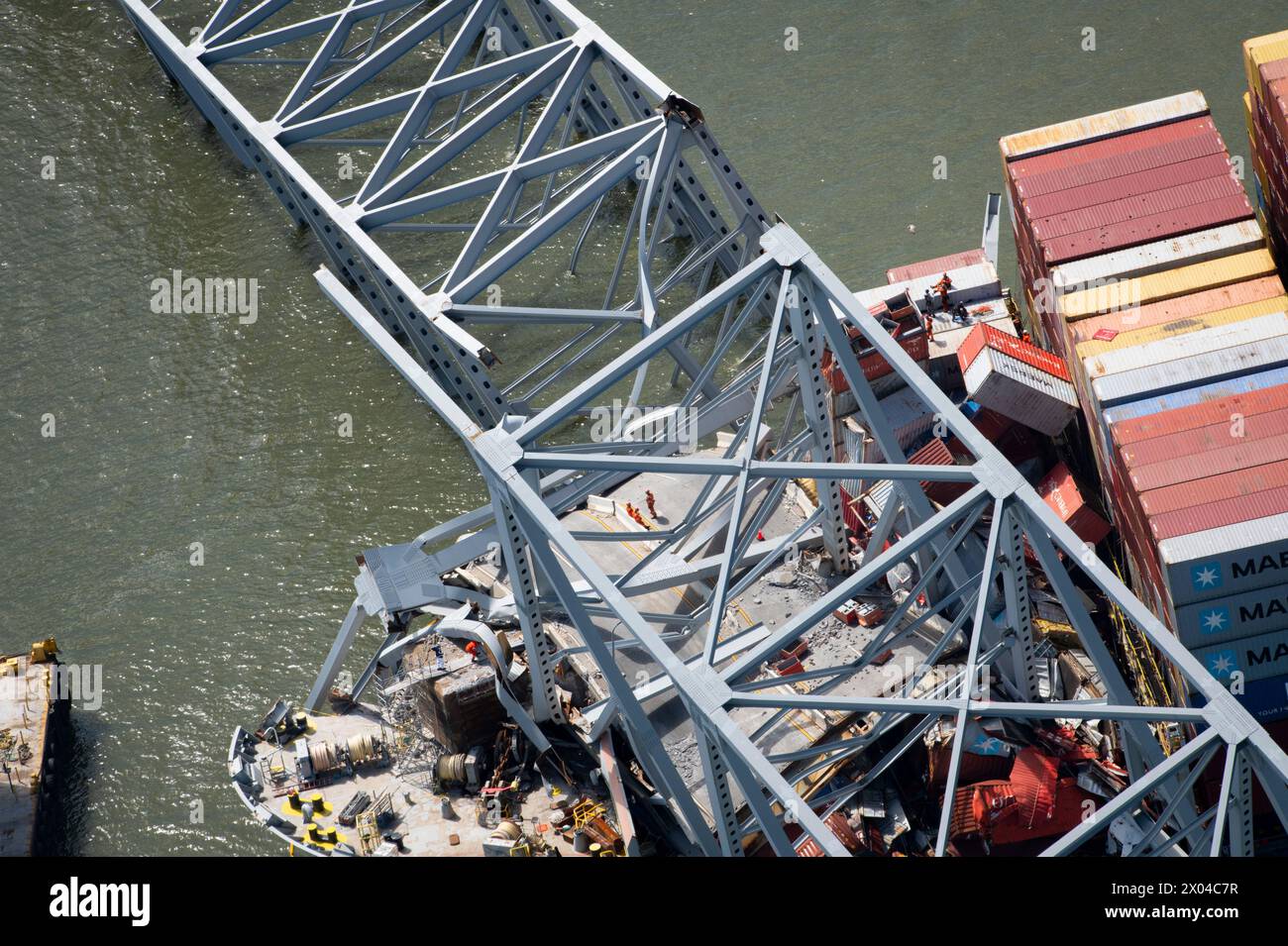 An aerial image of the Unified Command response operations in Baltimore ...