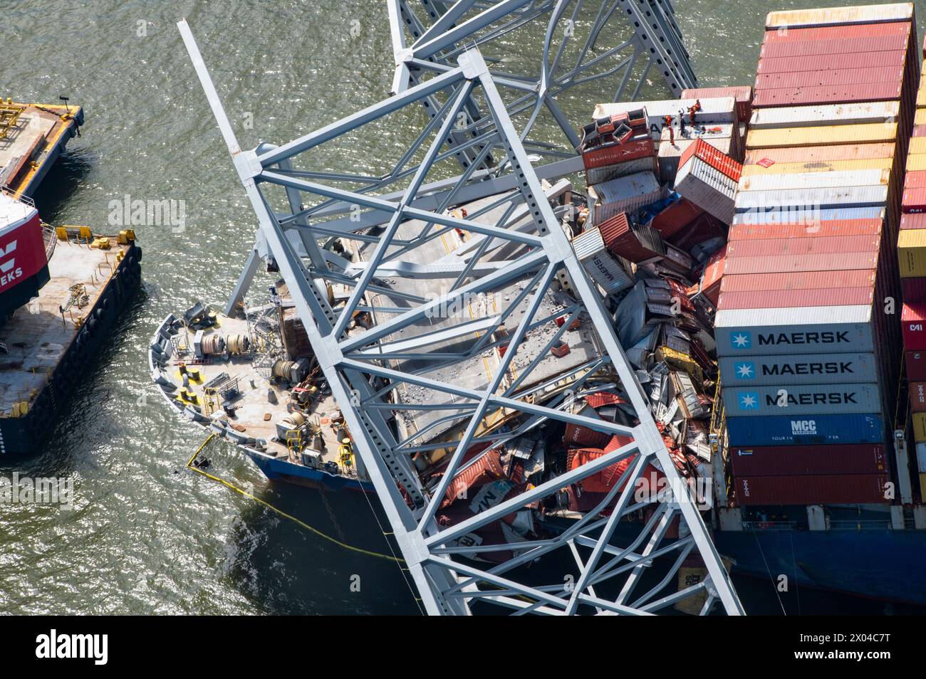 An aerial image of the Unified Command response operations in Baltimore ...