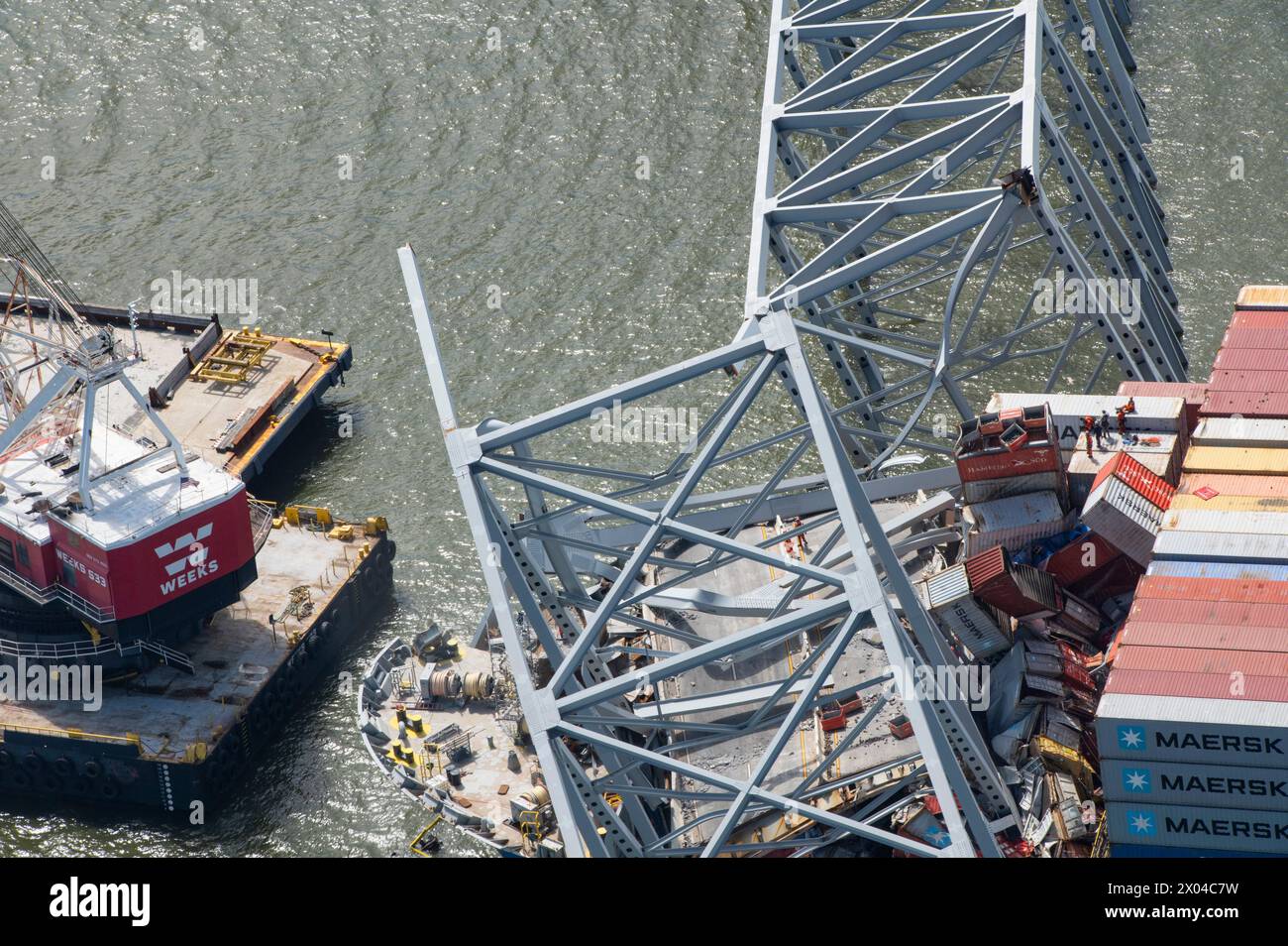 An aerial image of the Unified Command response operations in Baltimore ...
