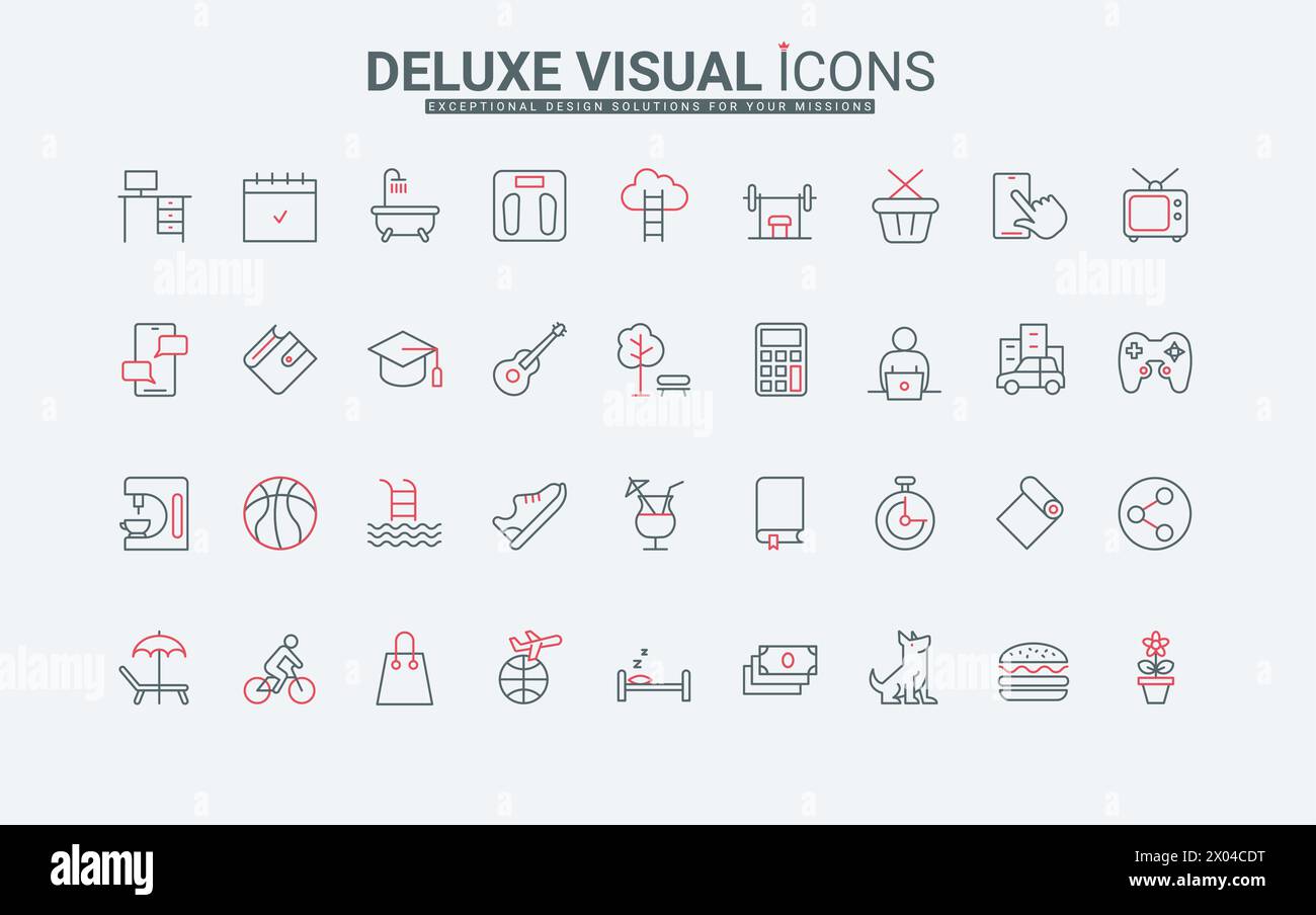Daily life planner line icons set. Everyday routine at home and work ...
