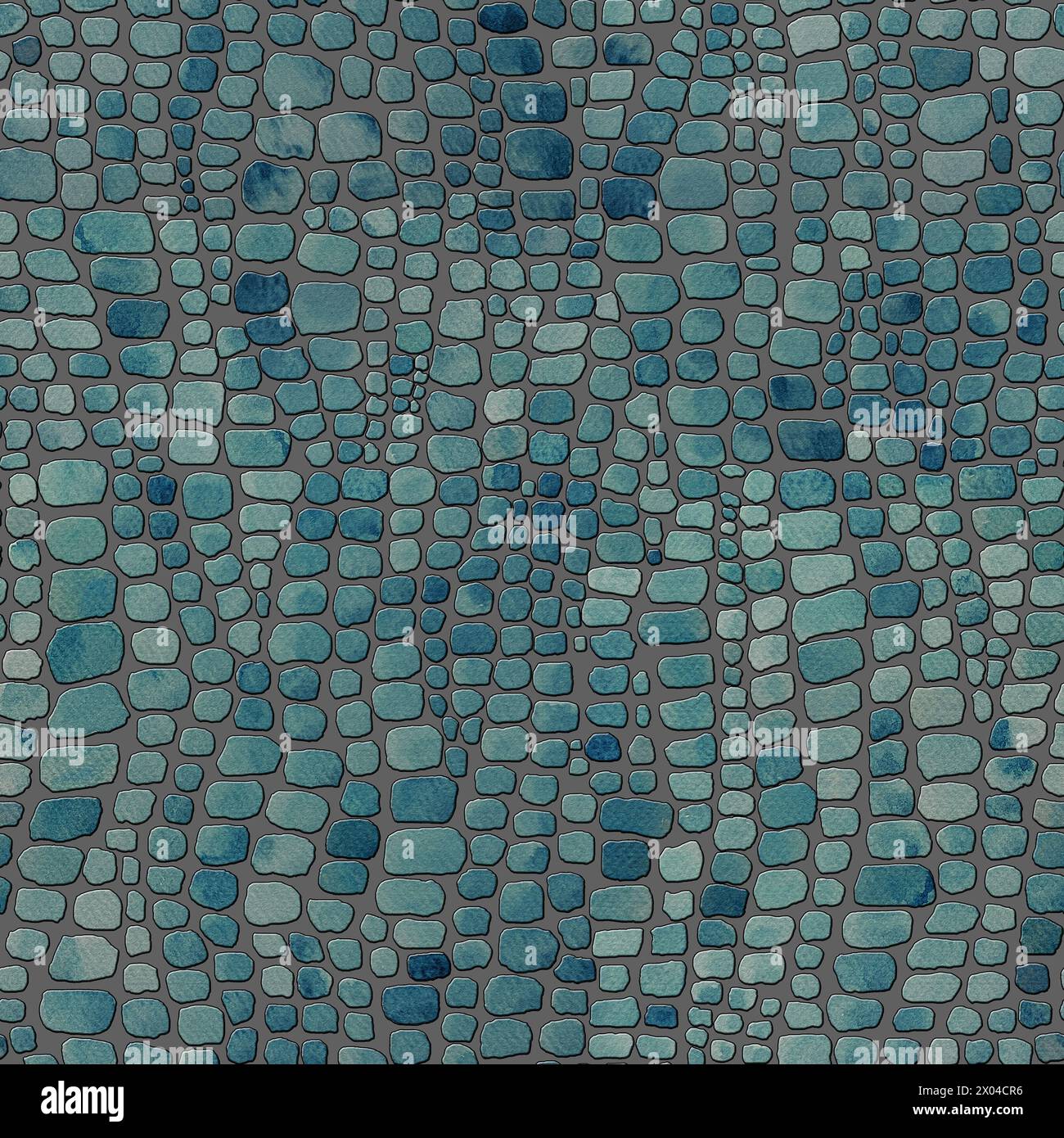 Abstract crocodile reptile scales mosaic teal watercolor seamless ...