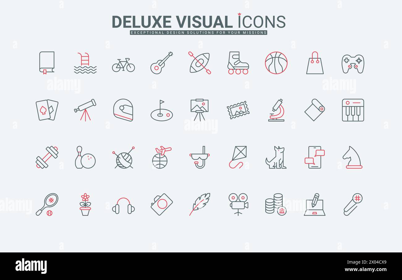 Hobby, games and leisure line icons set. Symbols of music karaoke and craft sewing, video and ...