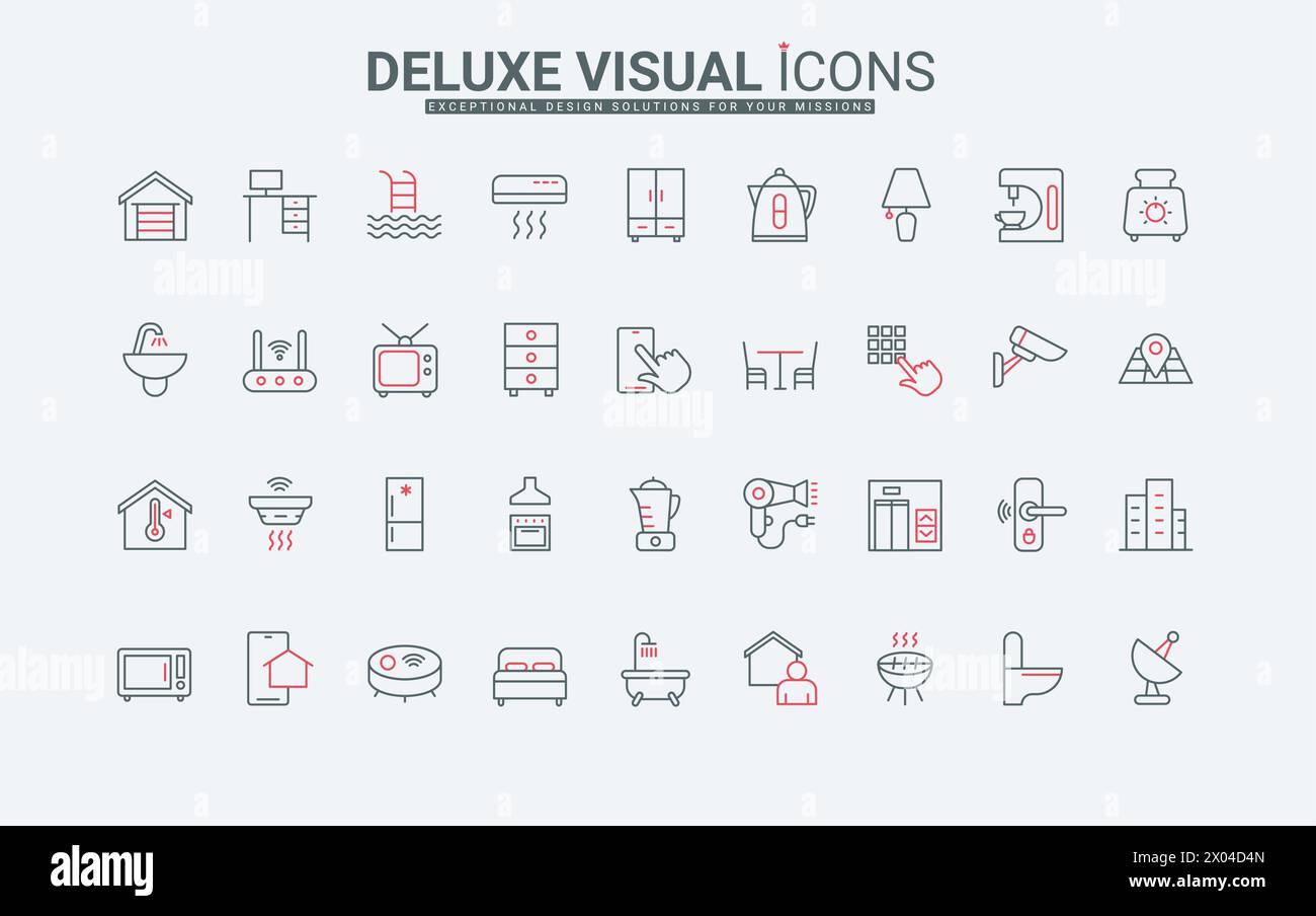 Household objects and domestic equipment, electric appliances line ...