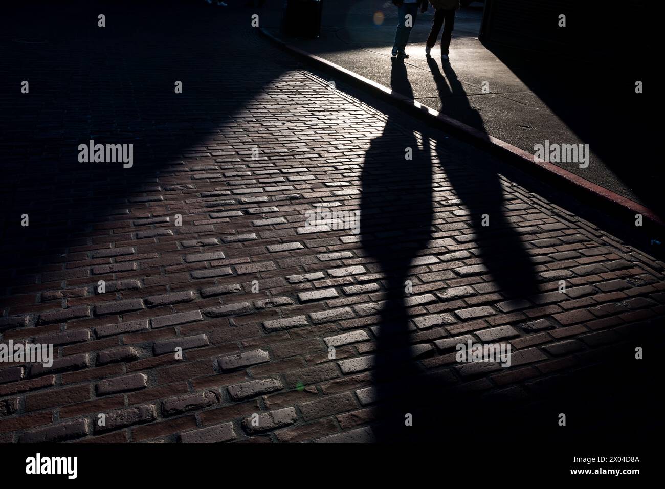 Seattle, USA. 3 Apr, 2024. Shadows at the famous Pike Place Market ...