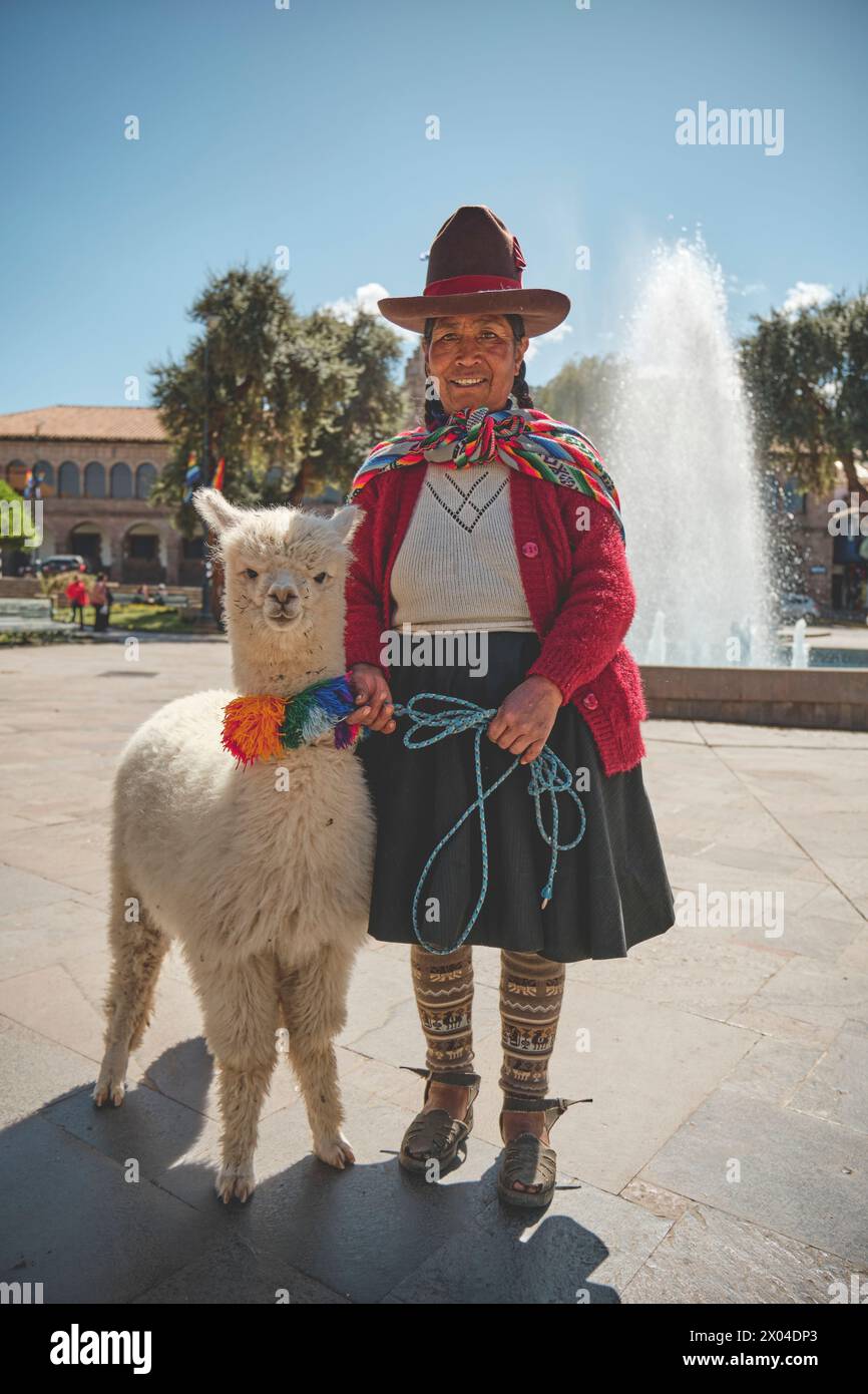 Cusco, Peru - March 2024. Native Peruvian women in Cusco dressed up in ...