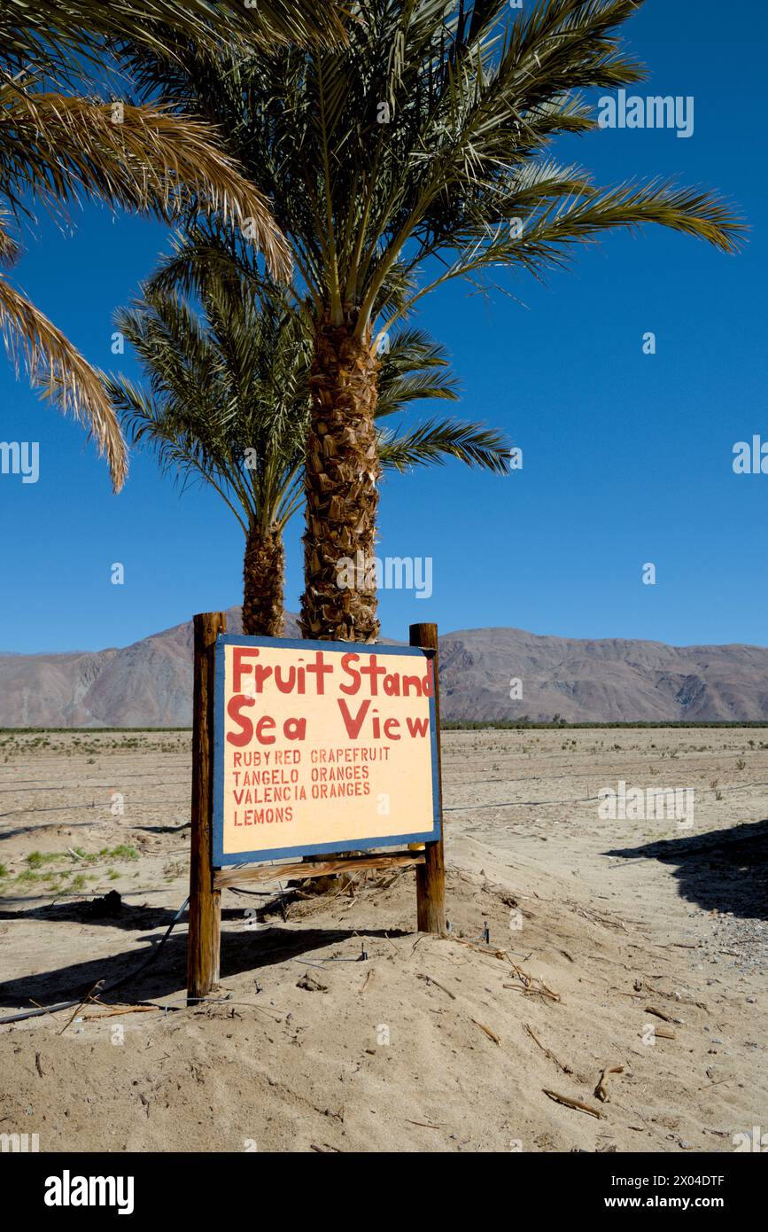 Southern California Citrus Farm stand sign in the desert Stock Photo ...