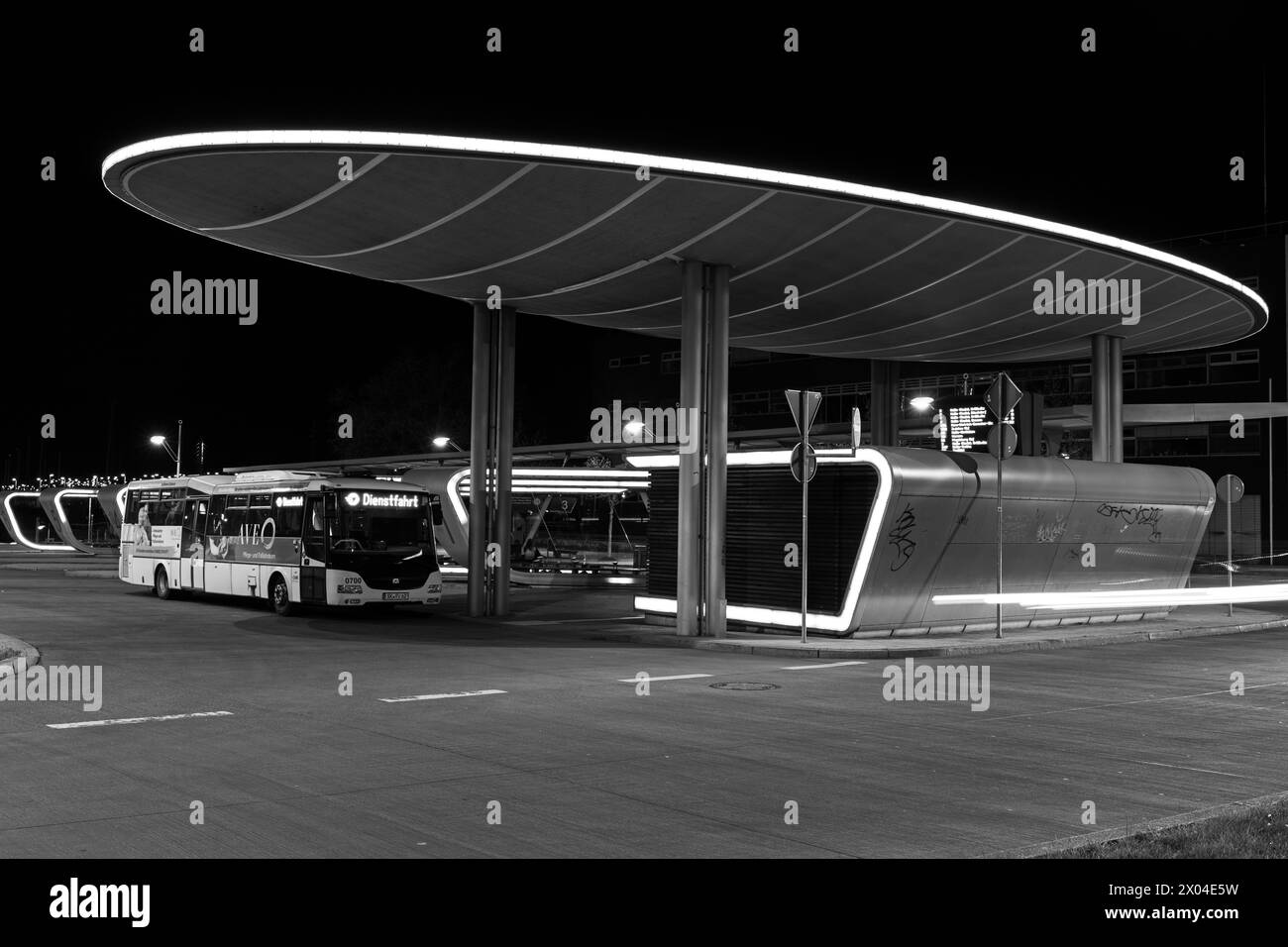 Illuminated bus stop Black and White Stock Photos & Images - Alamy