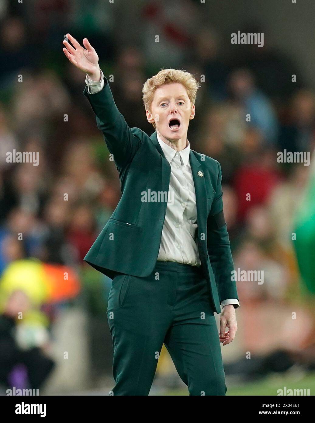 Republic of Ireland head coach Eileen Gleeson gestures on the touchline ...