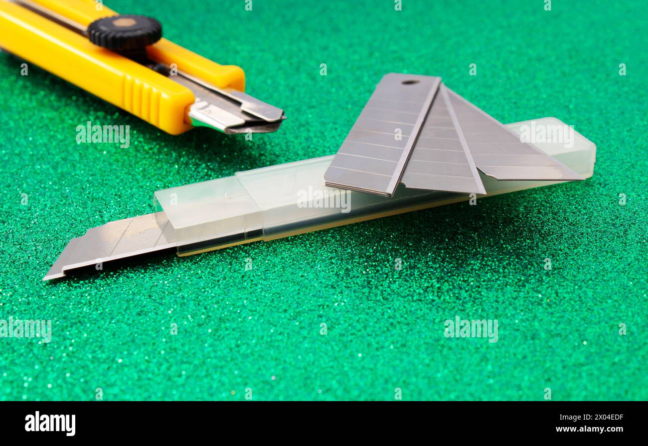 Knife blades for cutting paper or cardboard Stock Photo - Alamy