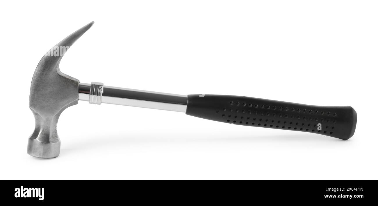 New hammer with rubber handle isolated on white Stock Photo - Alamy