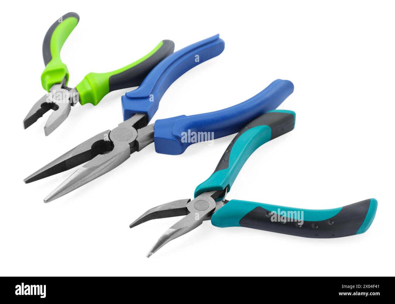 Different pliers isolated on white. Construction tool Stock Photo - Alamy