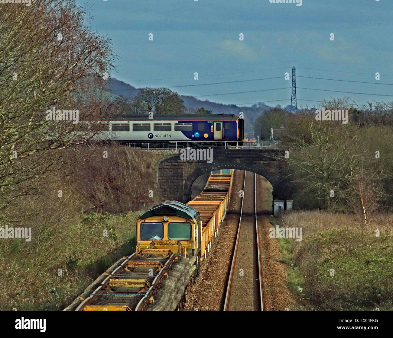 Northern's 14.10 train service from Preston to Ormskirk crosses over a ...