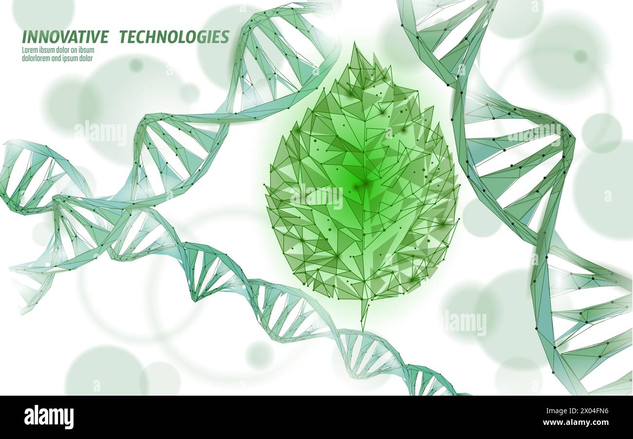 Plant leaf biotechnology abstract concept. 3D render seedling tree ...