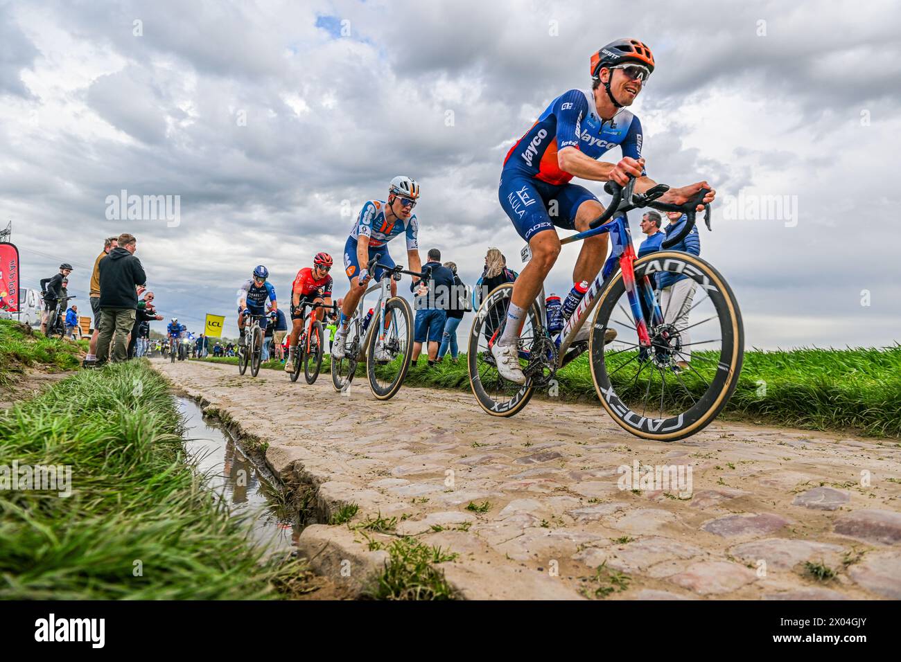 Mons En Pevele, France. 07th Apr, 2024. AMUND GRONDAHL JANSEN, TIM NABERMAN at Pave de la Croix ...
