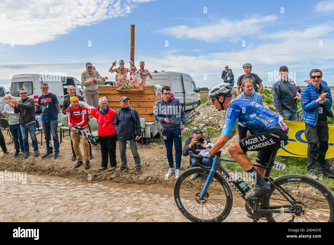Mons En Pevele, France. 07th Apr, 2024. Self-made jacuzzi and good ...