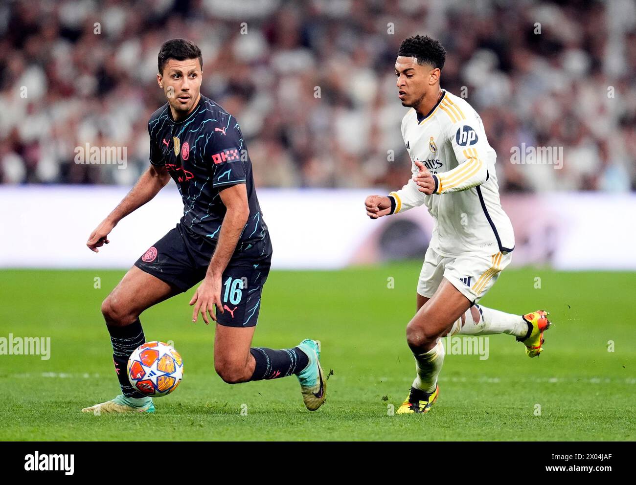 Manchester City's Rodri and Real Madrid's Jude Bellingham (right ...