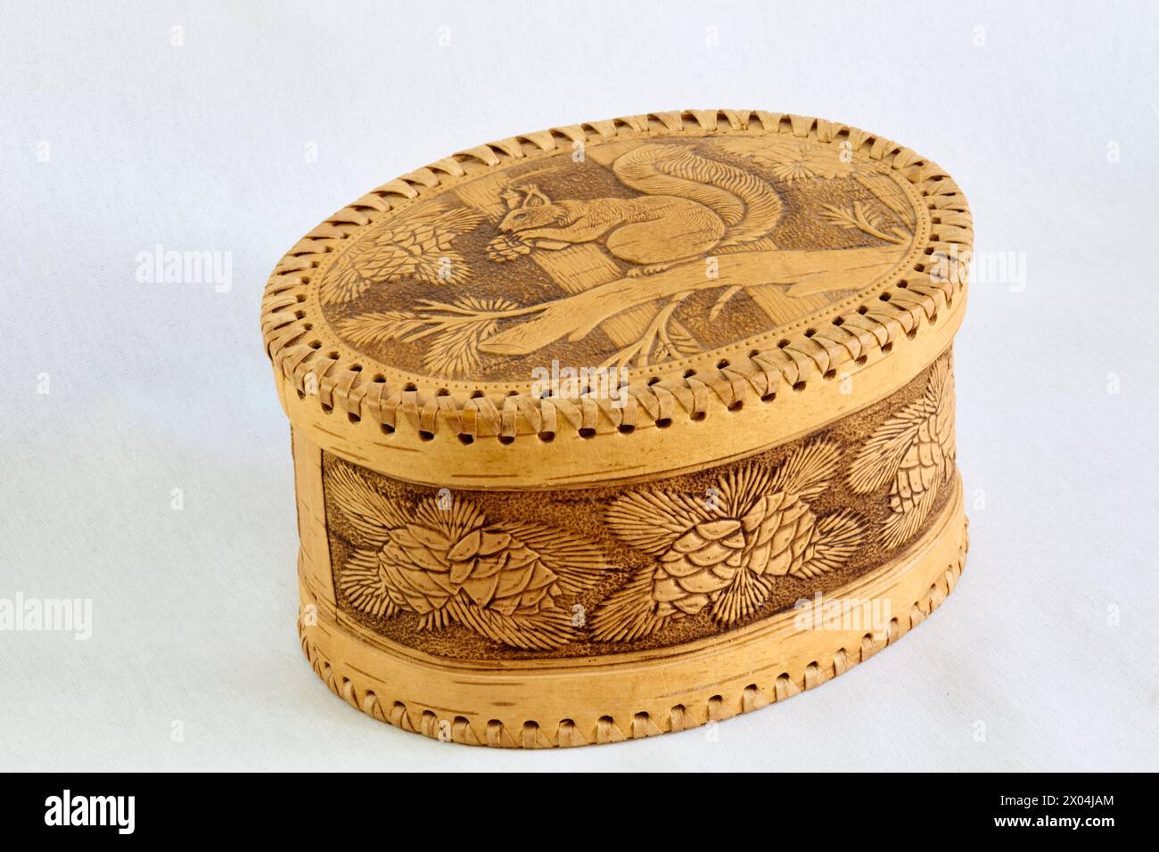 closed antique handmade birch bark box Stock Photo - Alamy