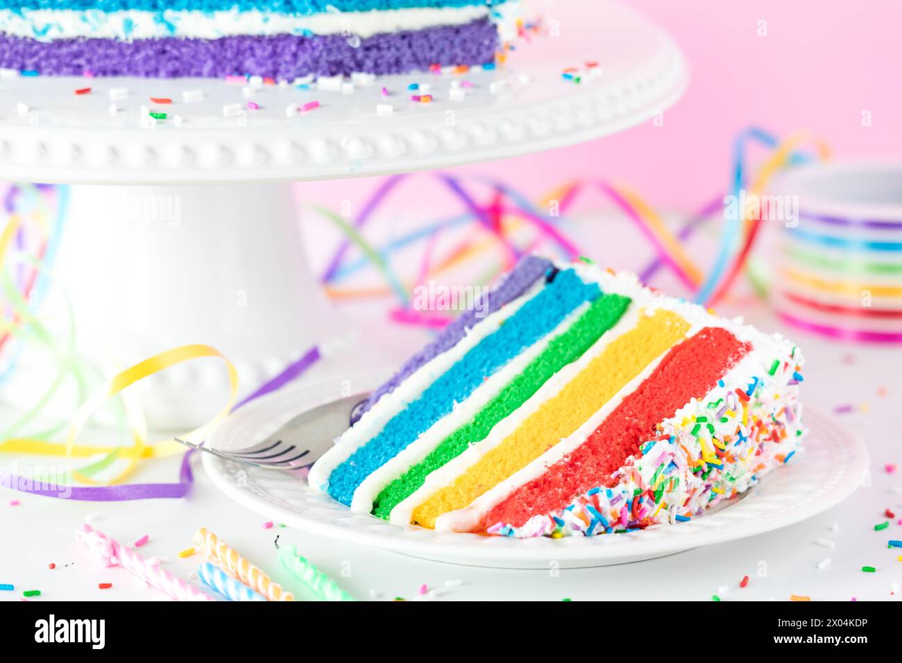 Vibrant slice rainbow cake hi-res stock photography and images - Alamy