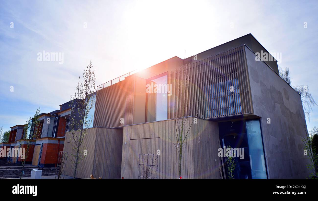 New single family house in a new development area. Residential home ...