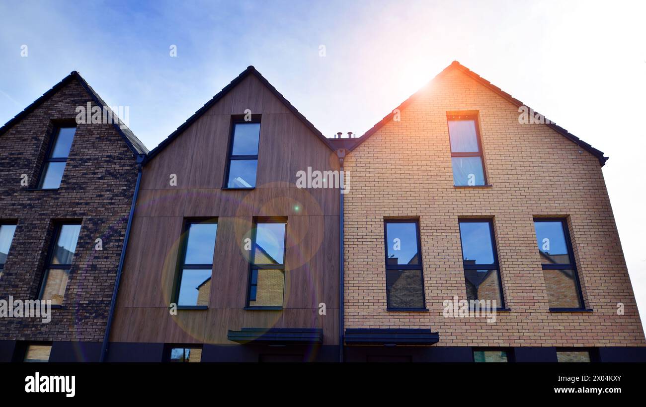 New single family houses in a new development area. Residential homes ...