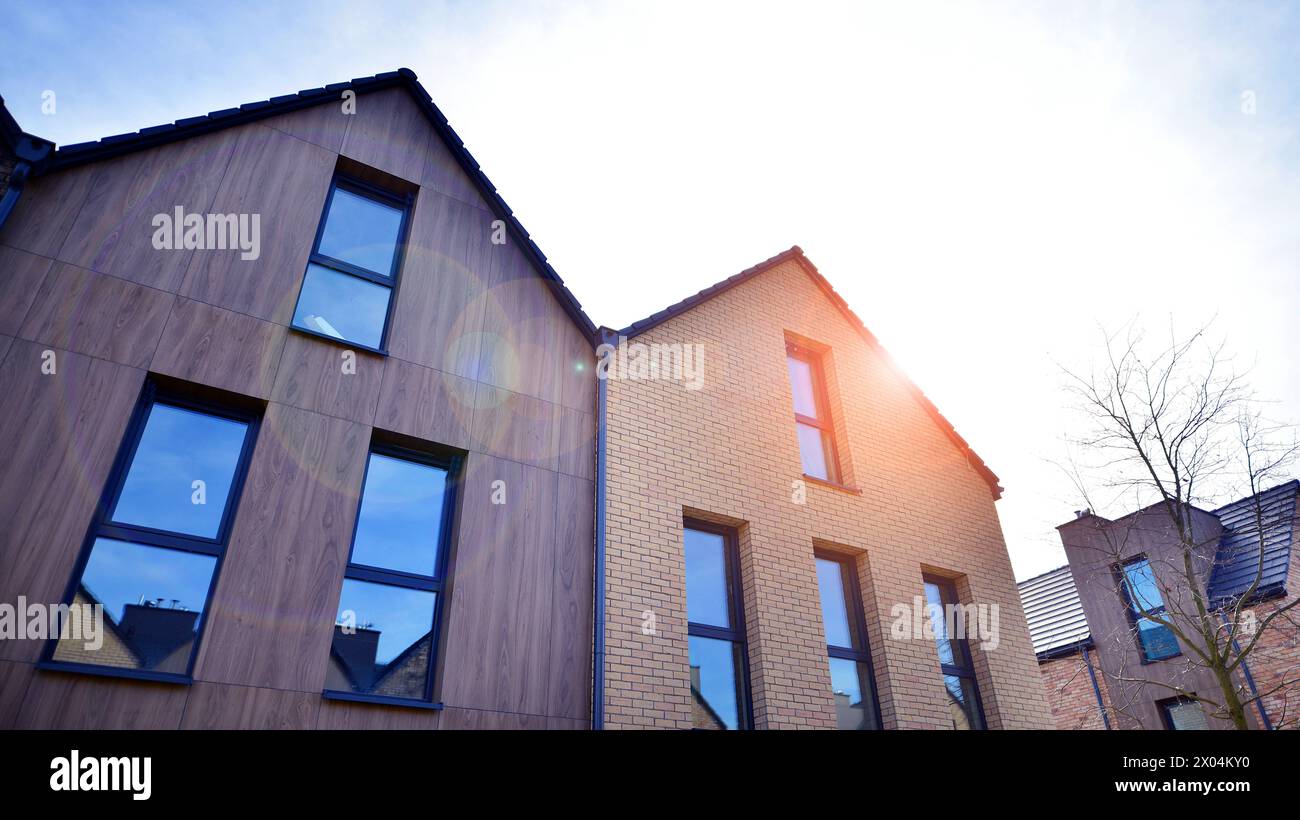 New single family houses in a new development area. Residential homes ...