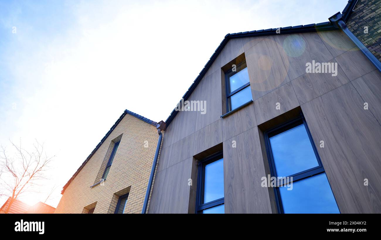New single family houses in a new development area. Residential homes ...