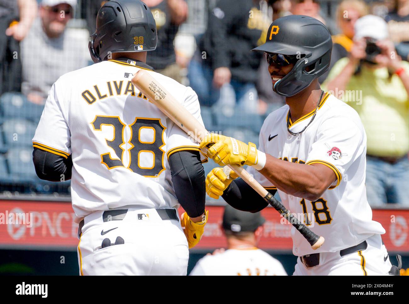 Pittsburgh Pirates outfielder Michael A. Taylor (18) rubs Pittsburgh ...