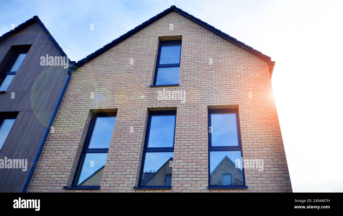New single family houses in a new development area. Residential homes ...