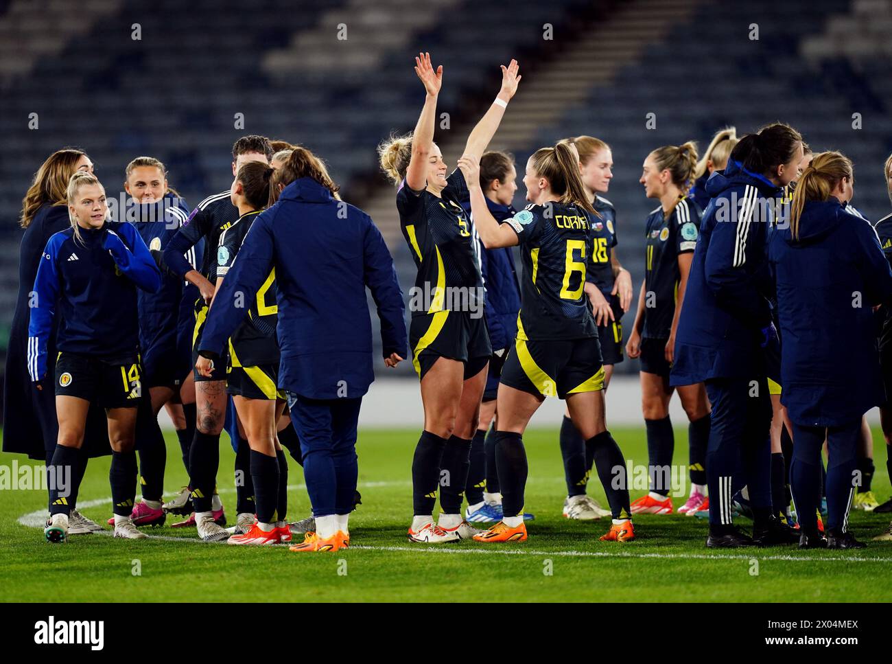 Scotland's chelsea cornet with sophie howard following the uefa women's ...