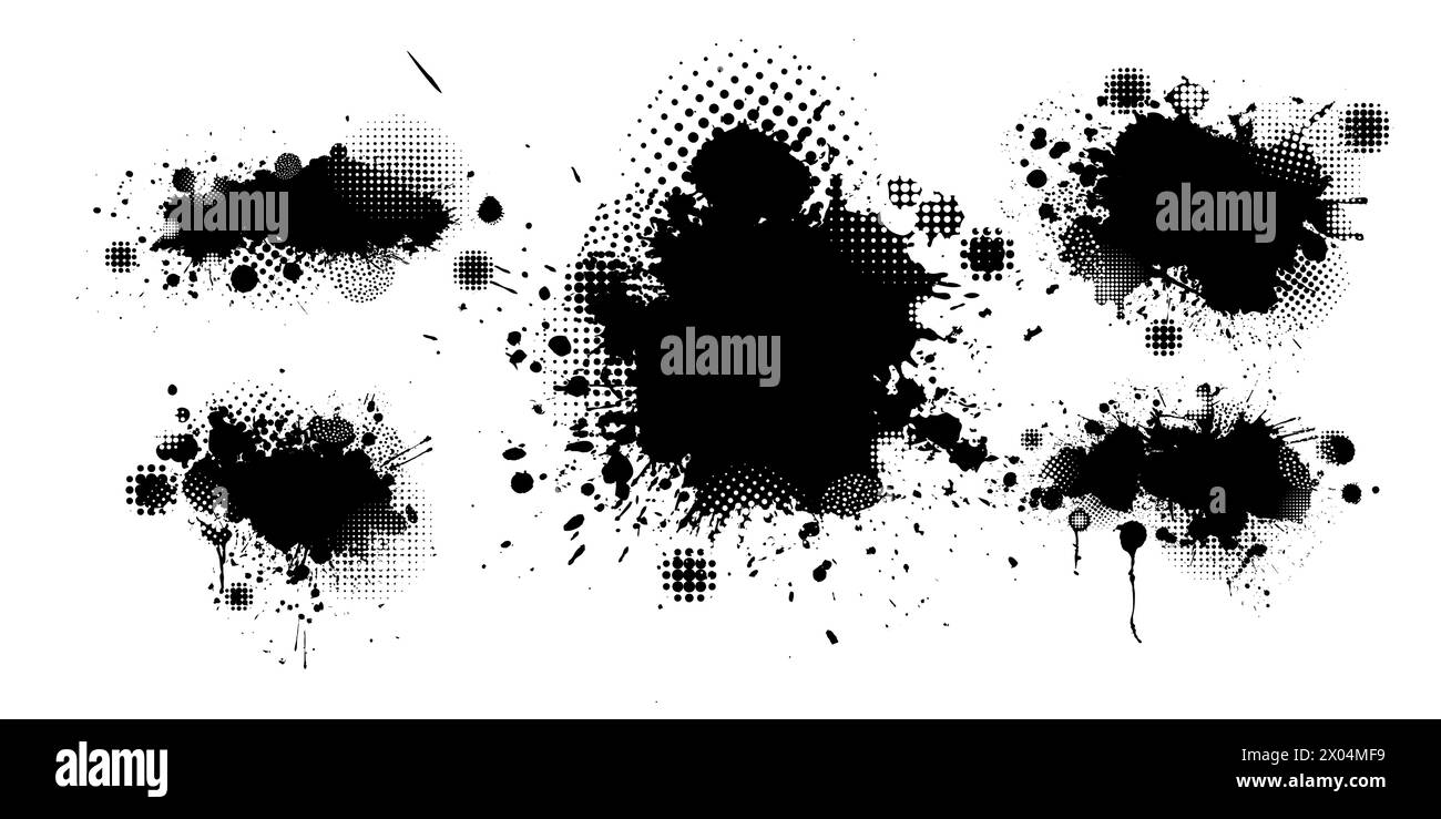 Set of abstract black blots. hand drawing. Not AI, Vector illustration ...