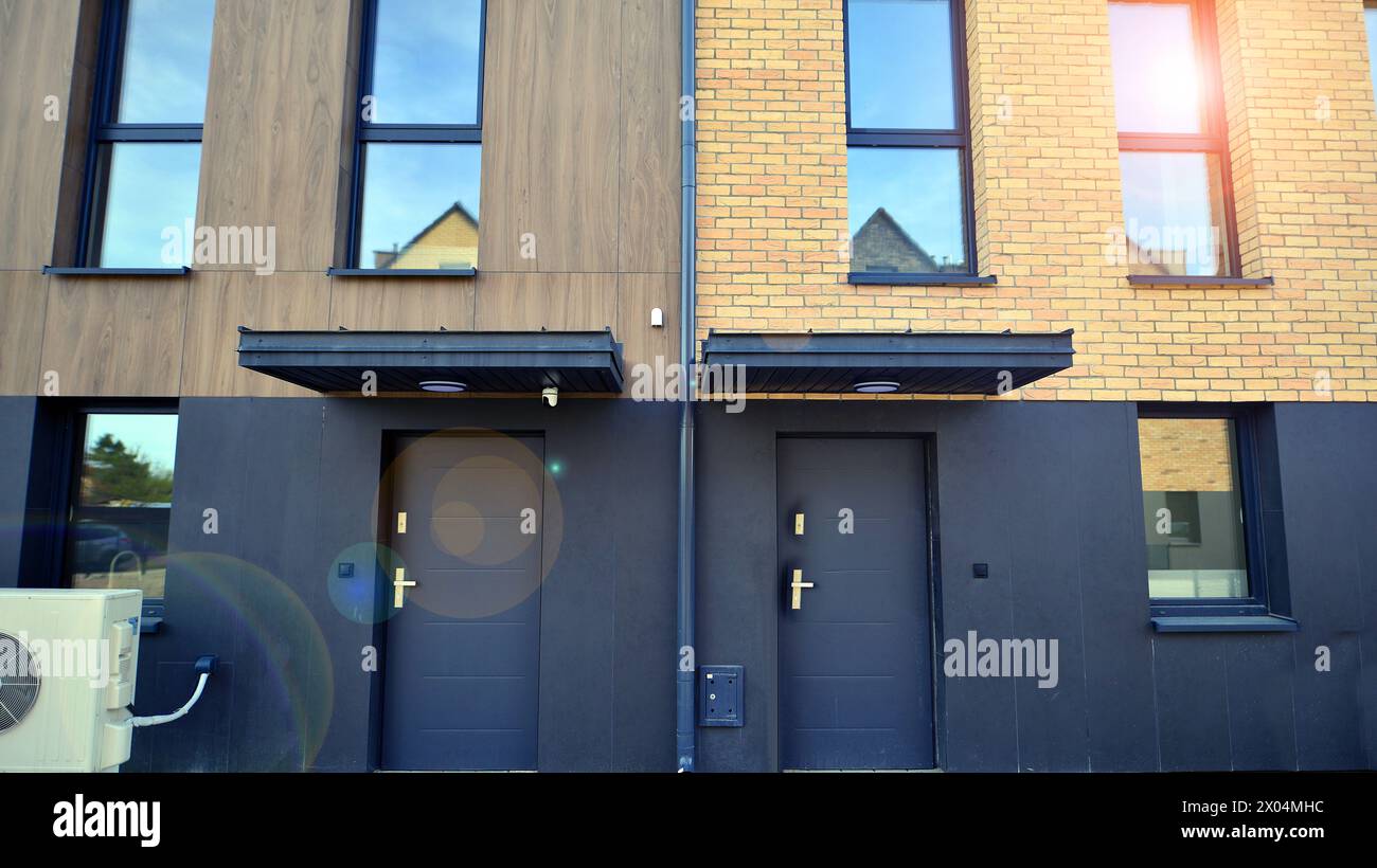 New single family houses in a new development area. Residential homes ...