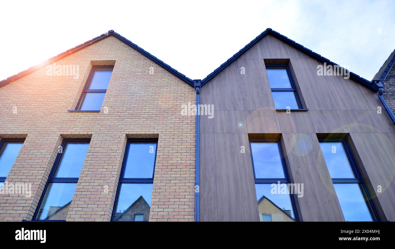 New single family houses in a new development area. Residential homes ...