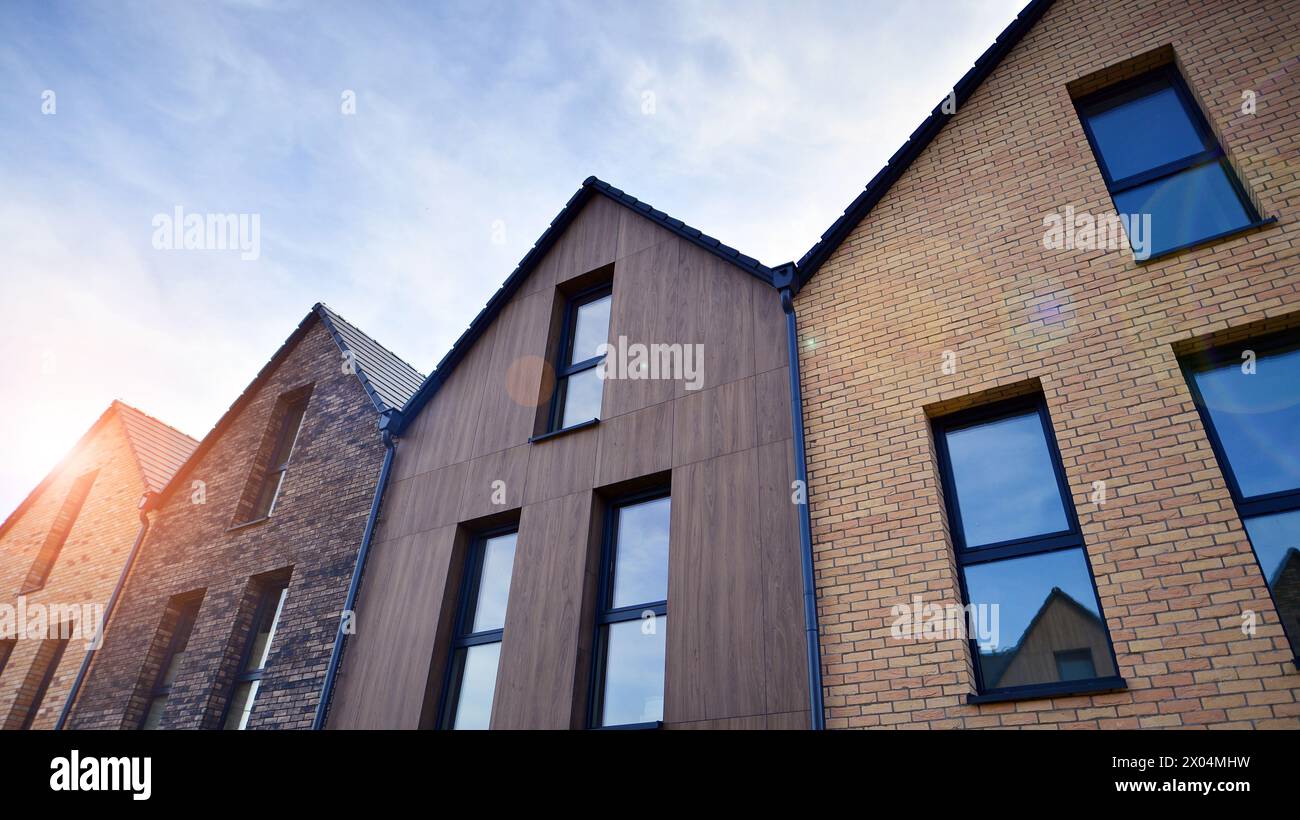 New single family houses in a new development area. Residential homes ...
