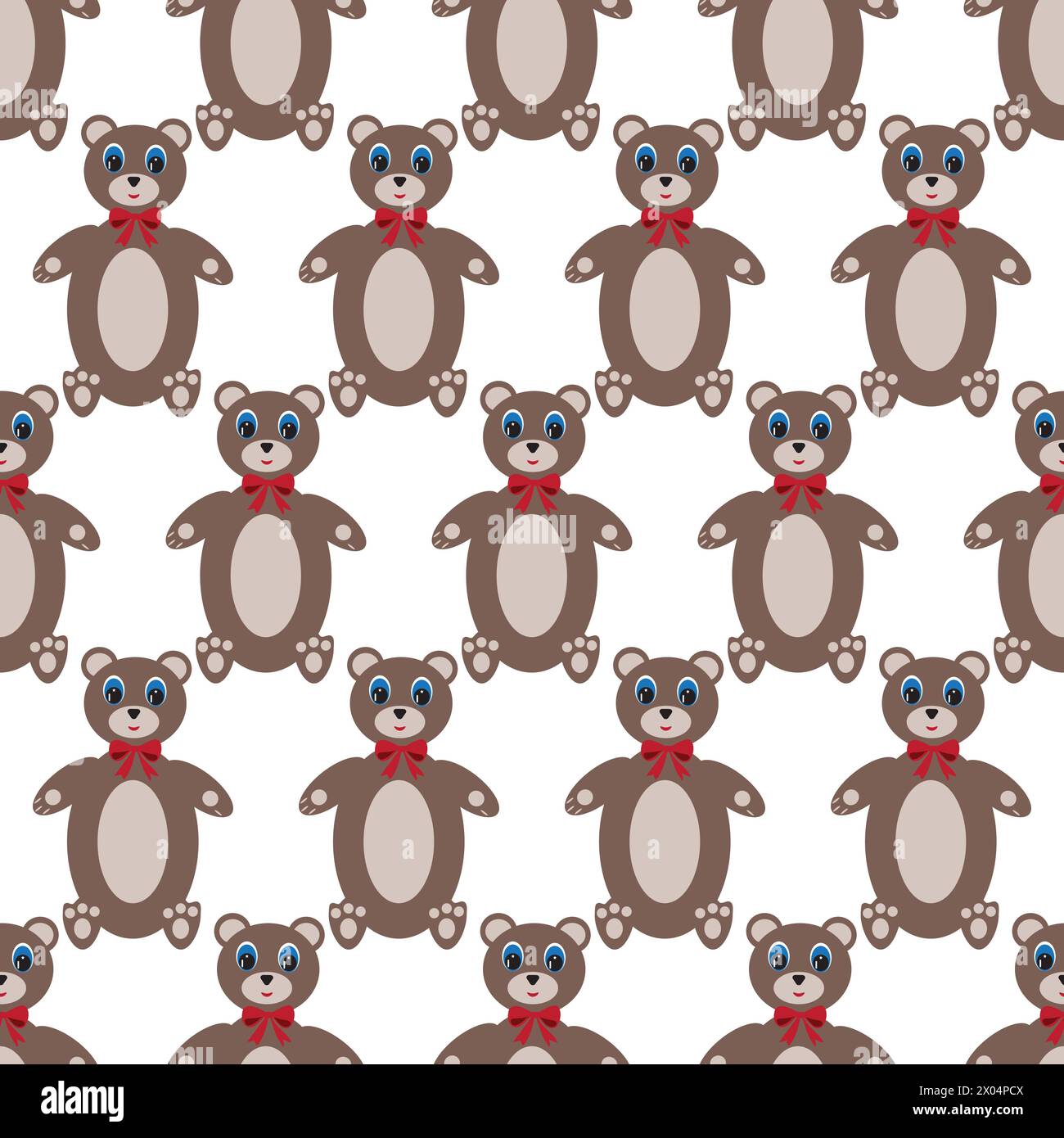 Cute teddy bear with a bow. Seamless pattern. Vector illustration Stock ...